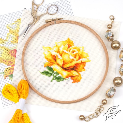 CROSS STITCH KITS - MAGIC NEEDLE - Flowers - Yellow Rose - Gvello Stitch